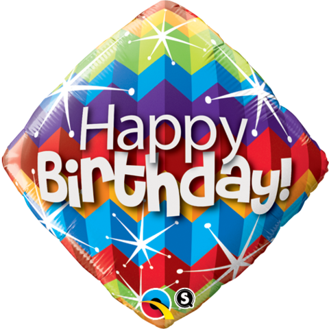Happy Birthday Chevron Diamond Foil Balloon #16815 – iCANDY Balloons