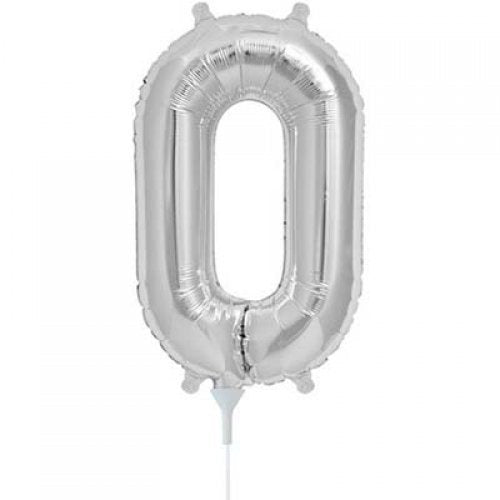 AIR FILLED ONLY Silver Number Zero 0 Balloon 41cm #00432 – iCANDY Balloons