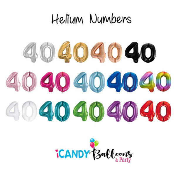 40th Birthday Giant INFLATED Helium Number Balloons 22 Colours – iCANDY ...